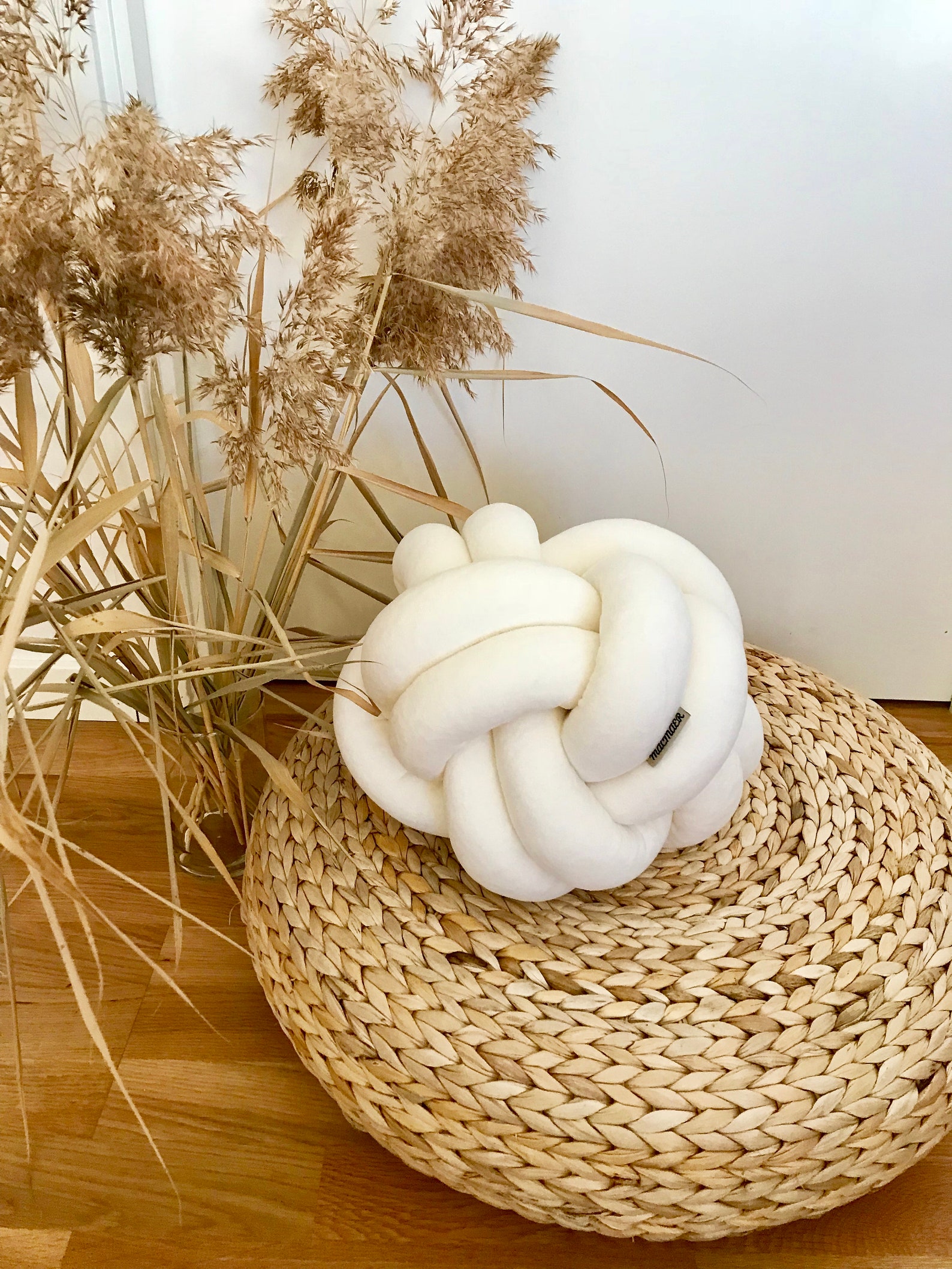 White Knot Cushion, Scandinavian Minimalist Design Reversible Knot ...
