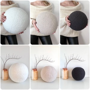 Boucle Ball Pillow, Decorative Ball Cushion, Scandinavian Round Cushion ...