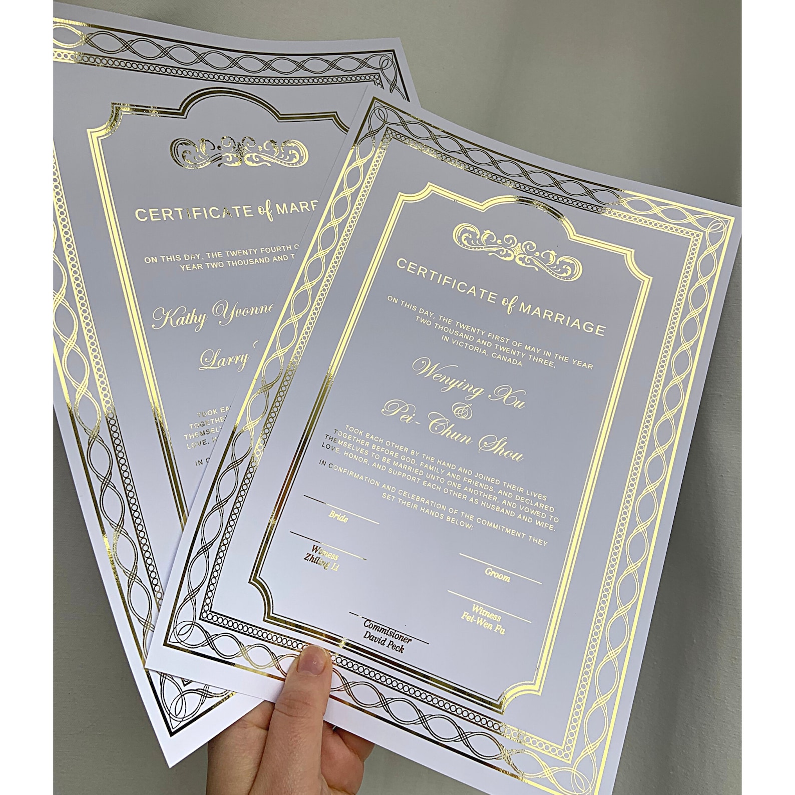 Wedding Certificate Foiled Luxury Certificate Folder Customised ...
