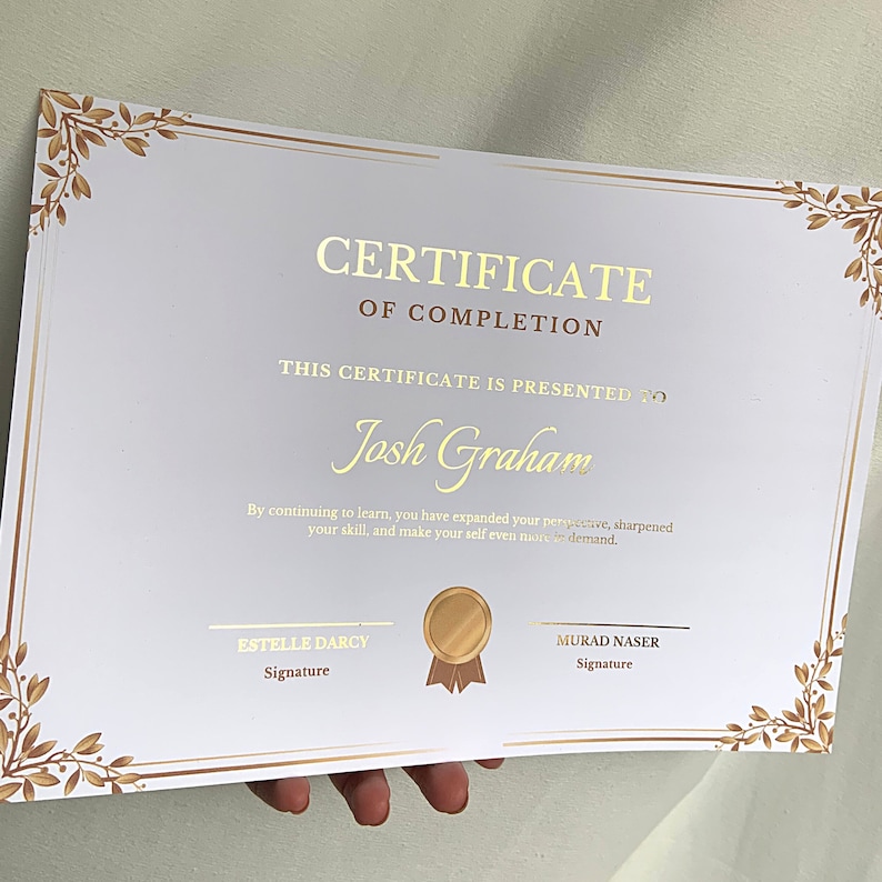 Foiled Certificate of Completion | Certificate of Appreciation ...