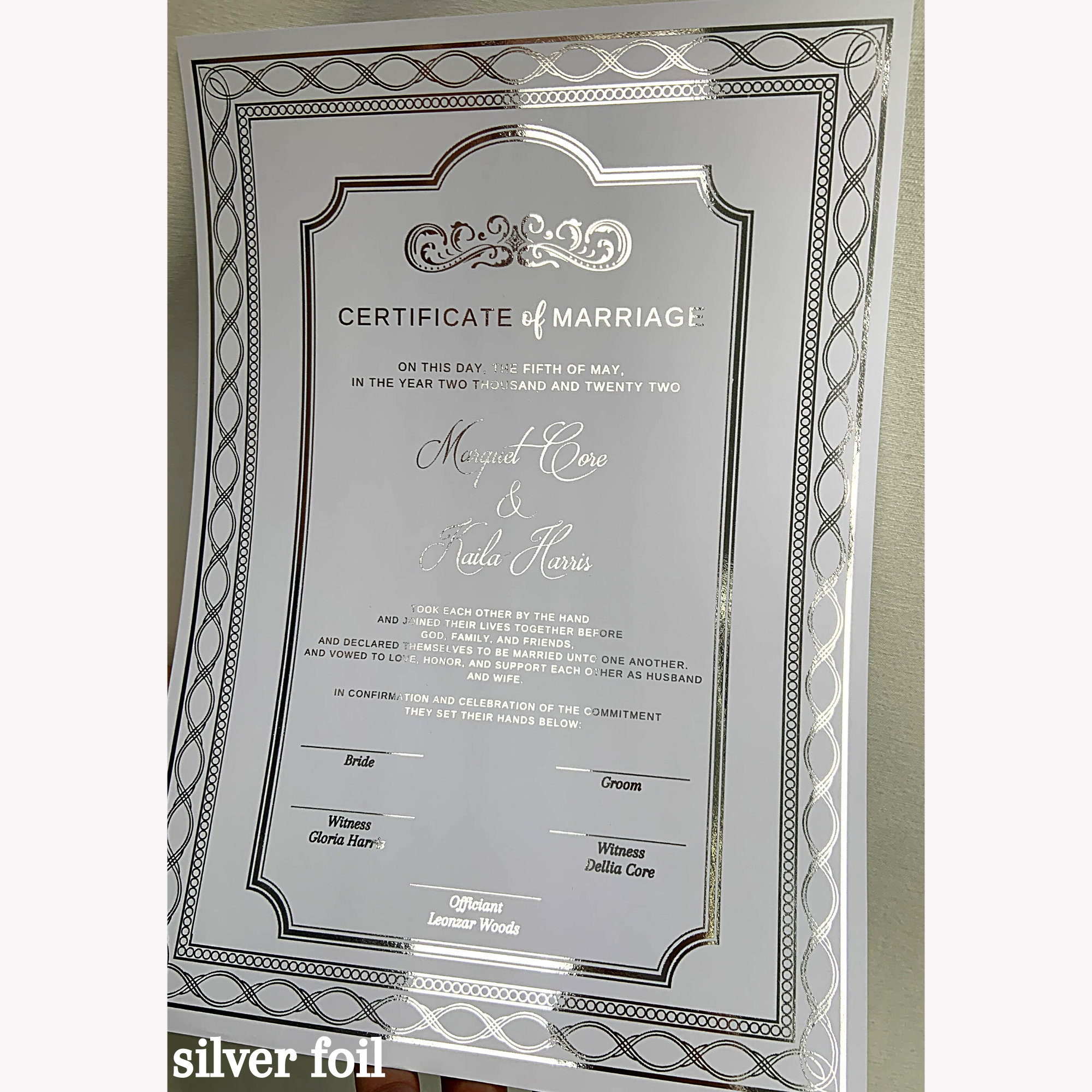 Wedding Certificate Foiled Luxury Certificate Folder - Etsy