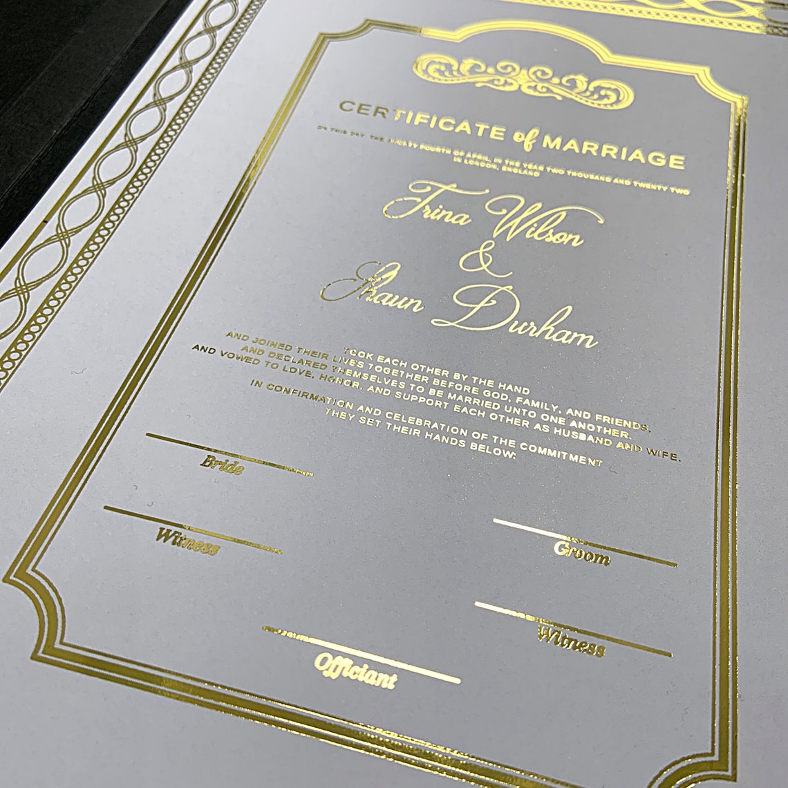 Wedding Certificate Foiled Luxury Certificate Folder - Etsy