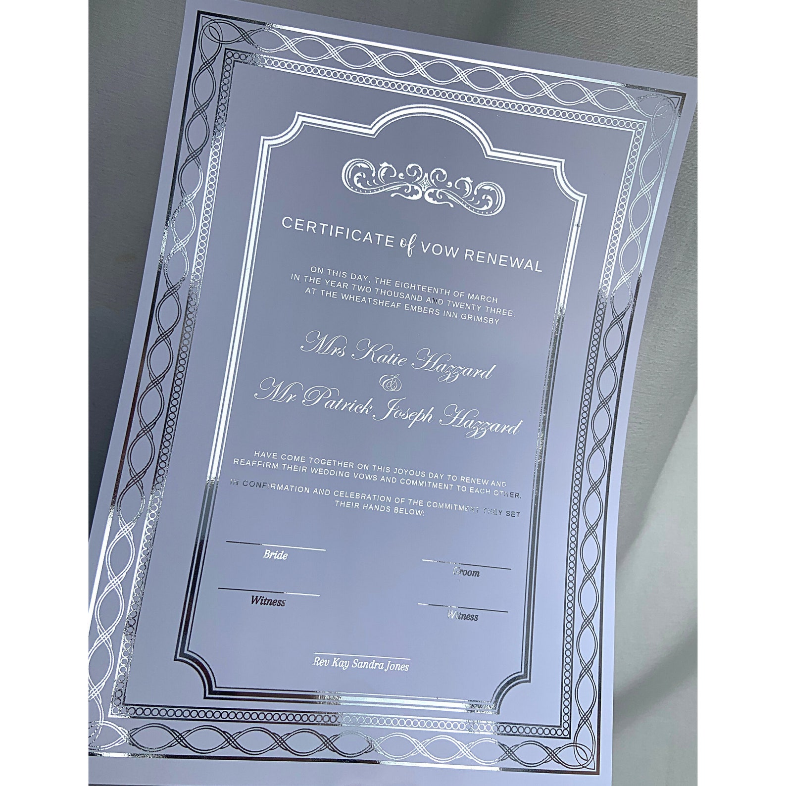 Wedding Certificate Foiled Luxury Certificate Folder Customised ...