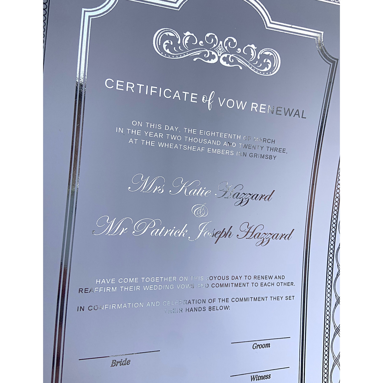 Wedding Certificate Foiled Luxury Certificate Folder Customised ...