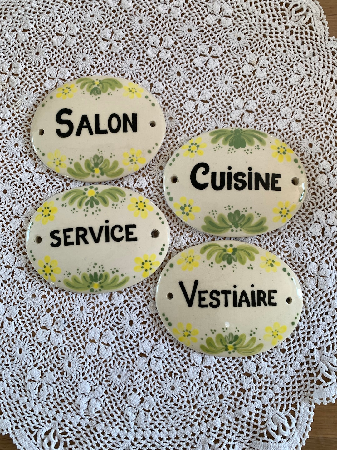 Vintage Set of 4 Ceramic Door Plates, Kitchen, Living Room, Cloakroom ...