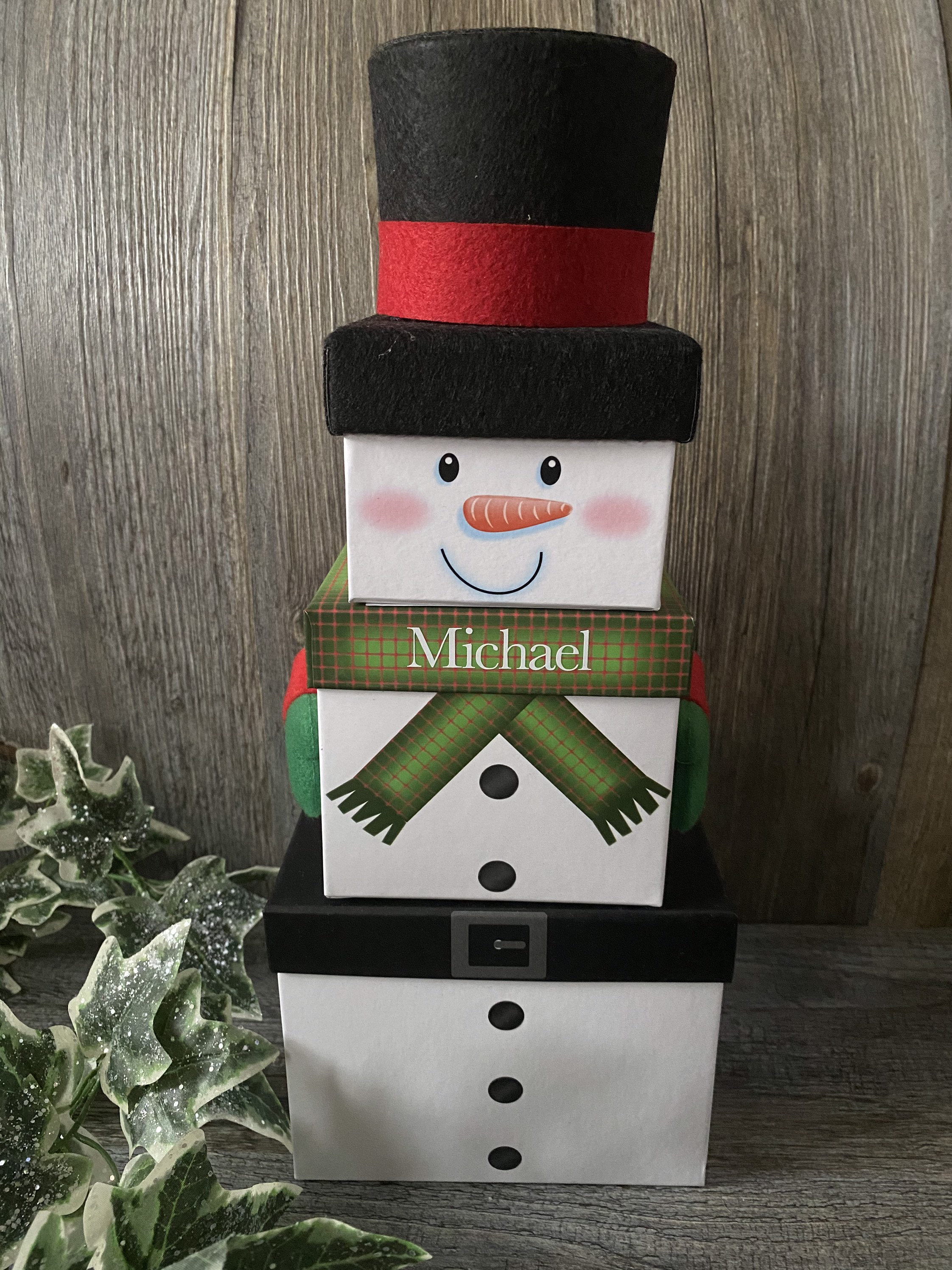 Personalised Name Snowman Christmas Eve Stacking Trio Gift Box Boxes - Etsy