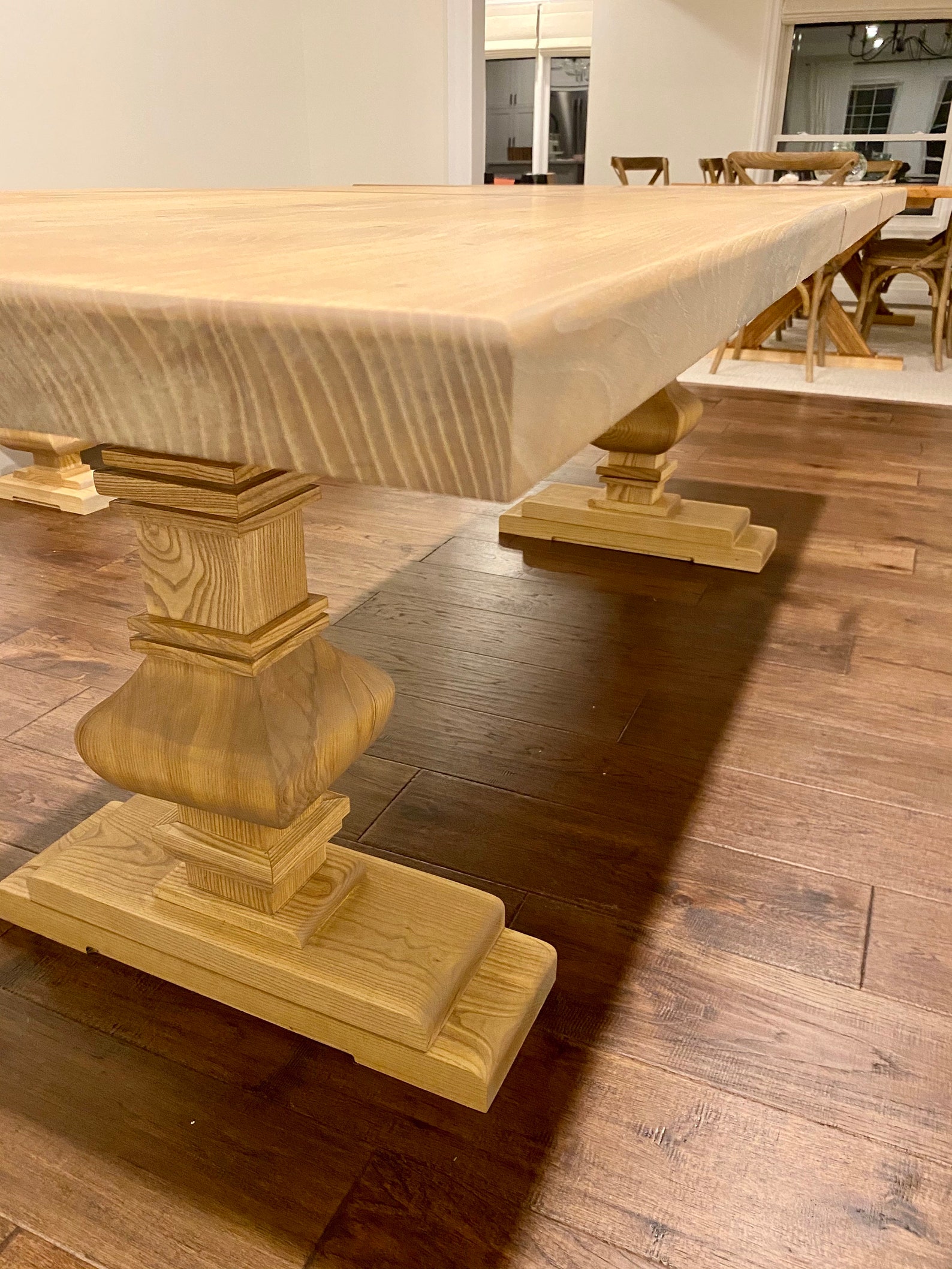 Solid Elm Dining Table extendable With Custom Trestle Legs | Etsy