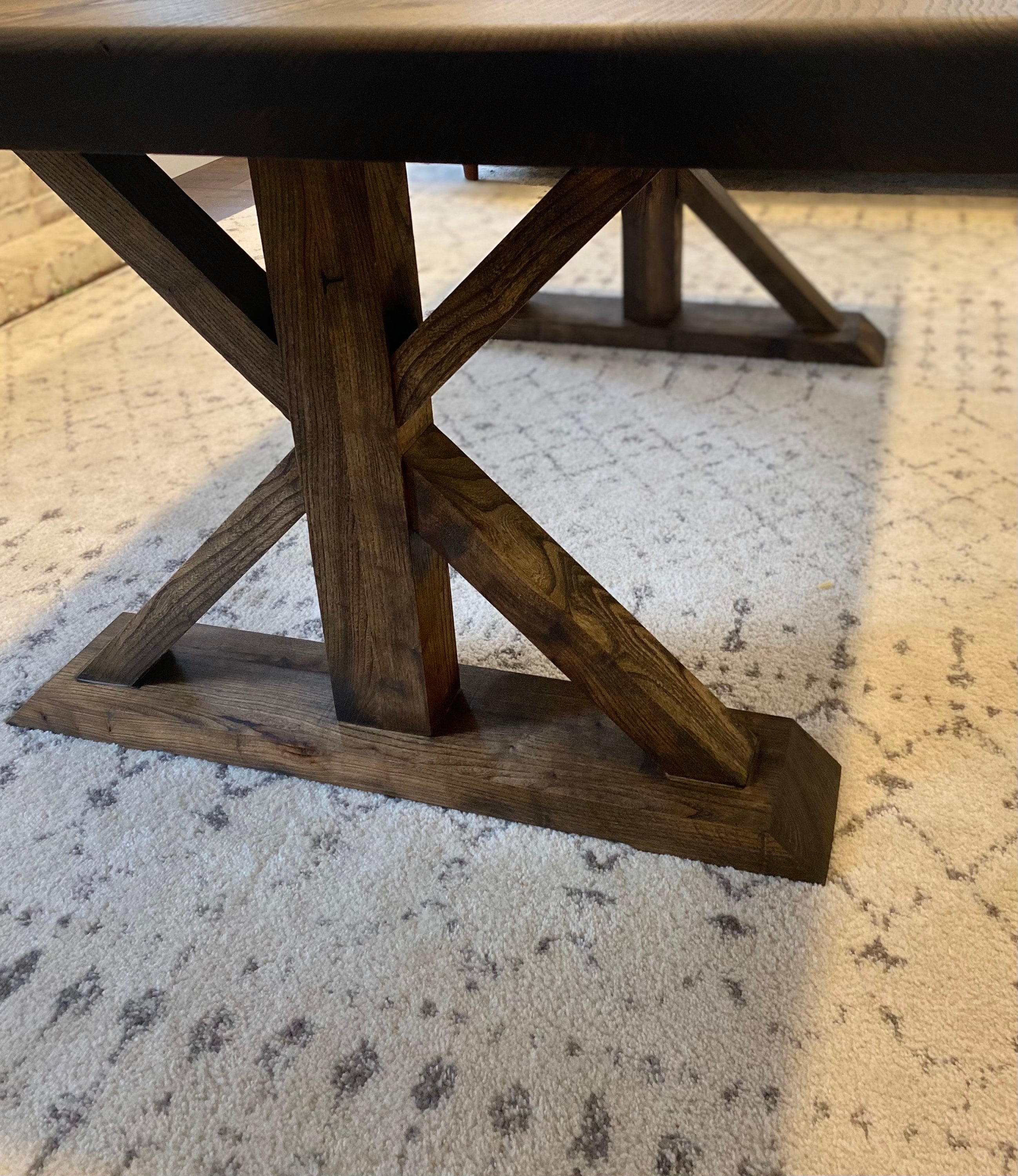 Solid Elm Dining Table With Trestle Legs - Etsy