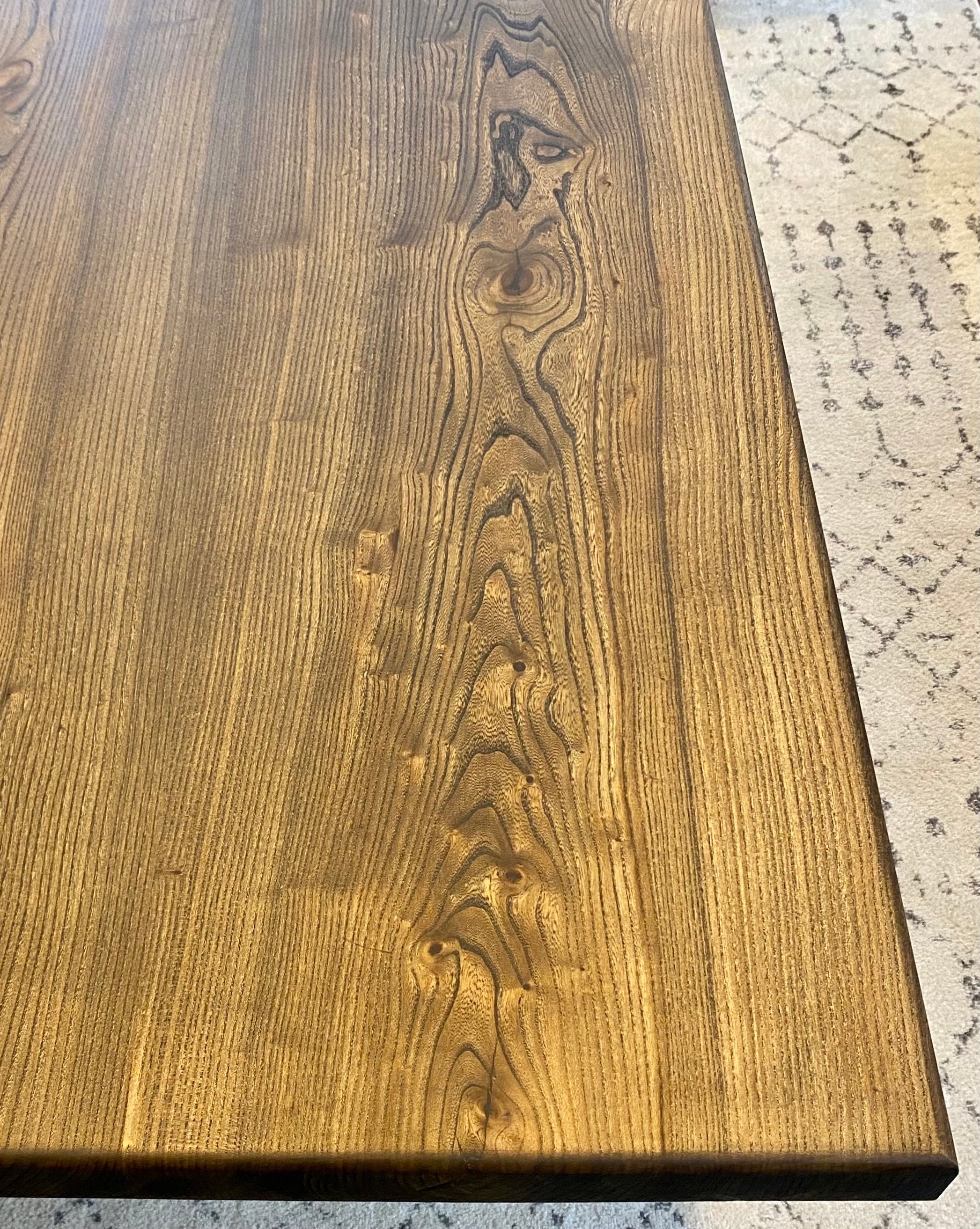 Solid Elm Dining Table With Trestle Legs - Etsy