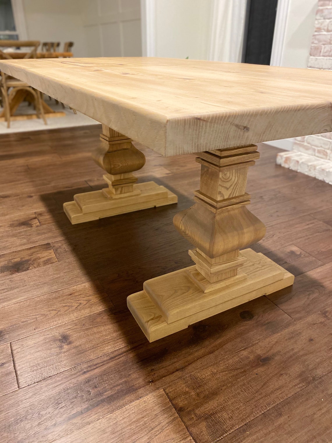 Solid Elm Dining Table extendable With Custom Trestle Legs - Etsy