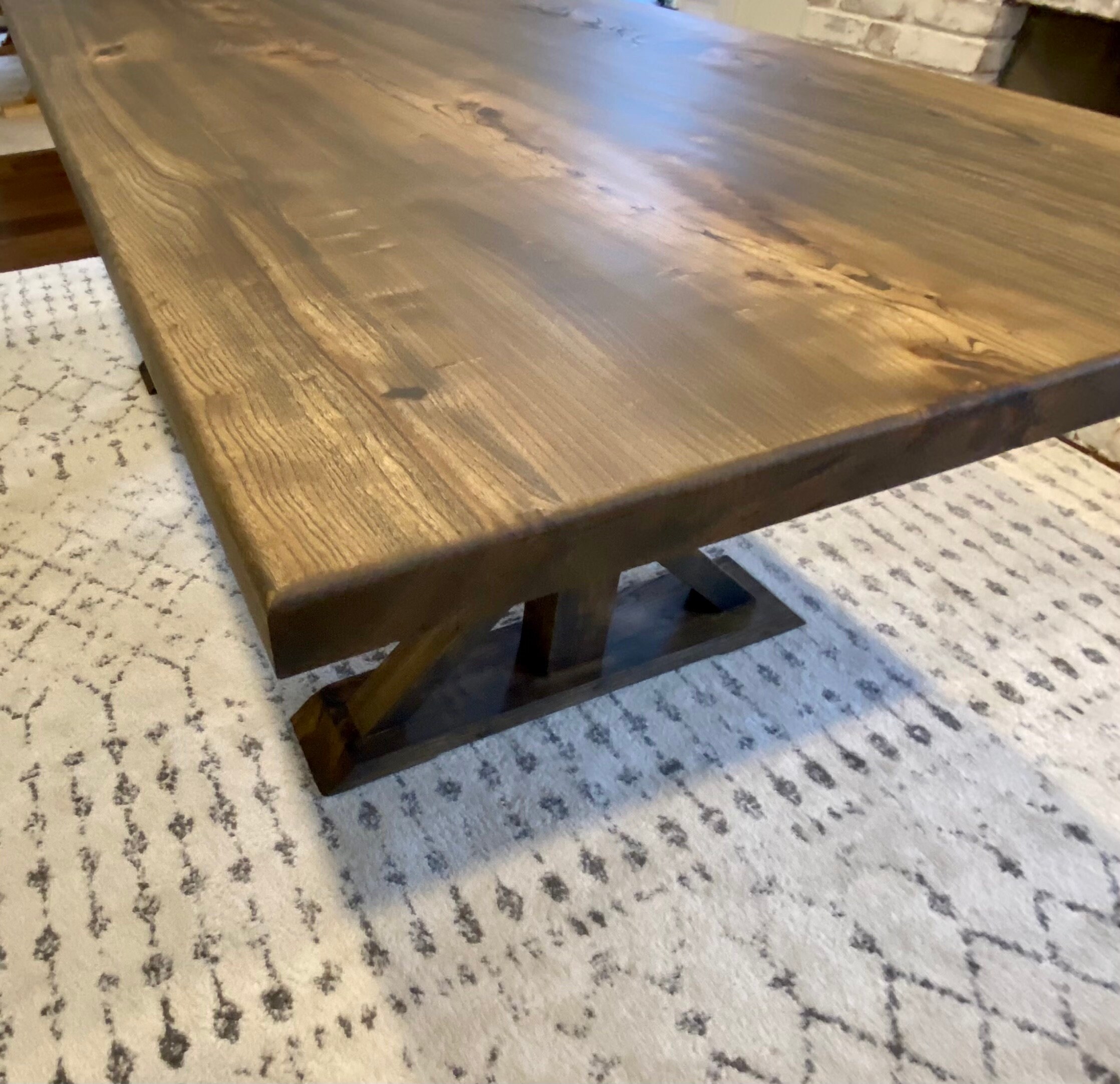 Solid Elm Dining Table With Trestle Legs - Etsy
