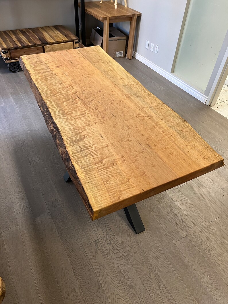 Solid Curly Maple Dining Table With Spider Base - Etsy