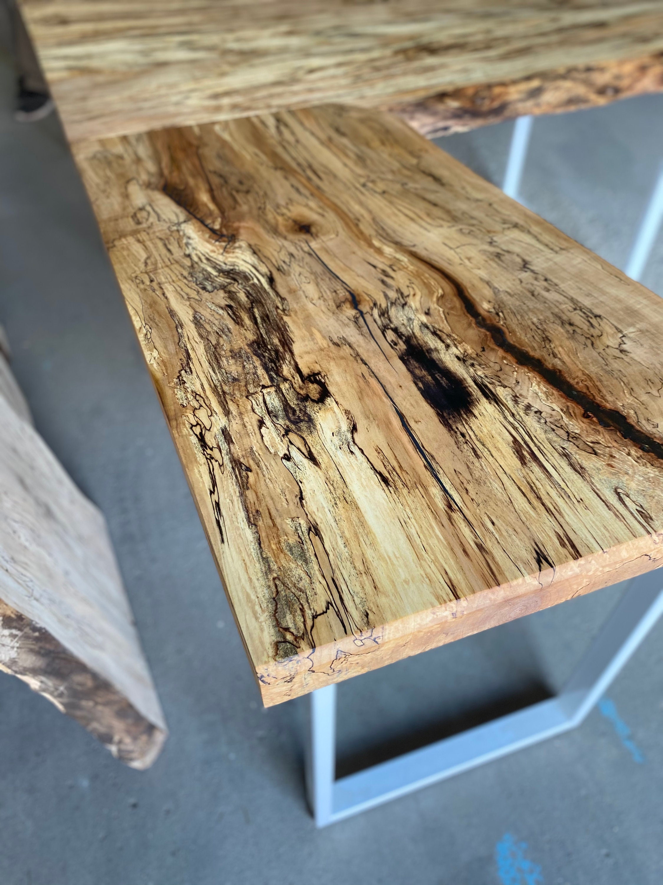 Solid Spalted Maple Live Edge Desk - Etsy