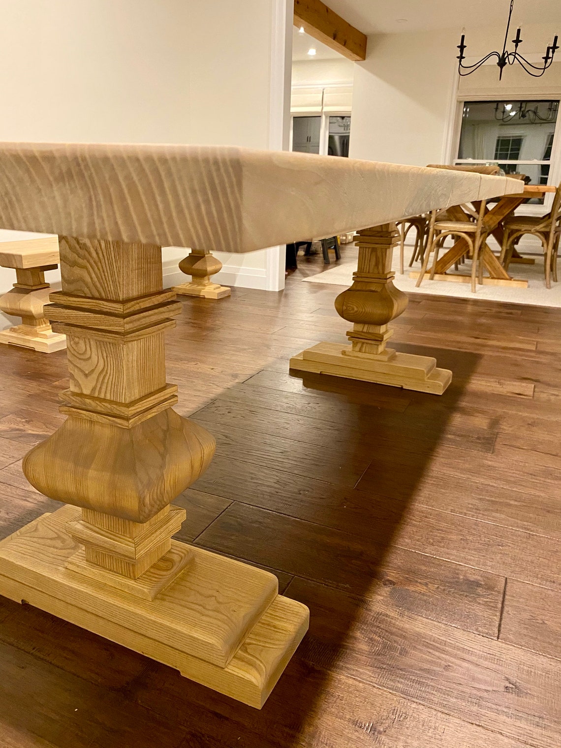 Solid Elm Dining Table extendable With Custom Trestle Legs - Etsy