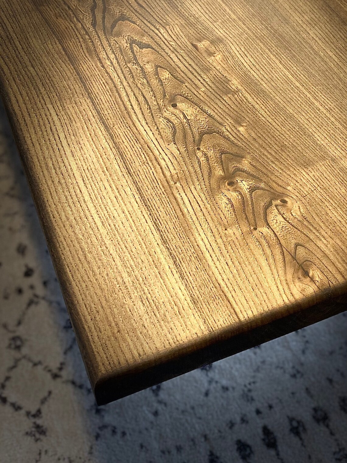 Solid Elm Dining Table With Trestle Legs | Etsy