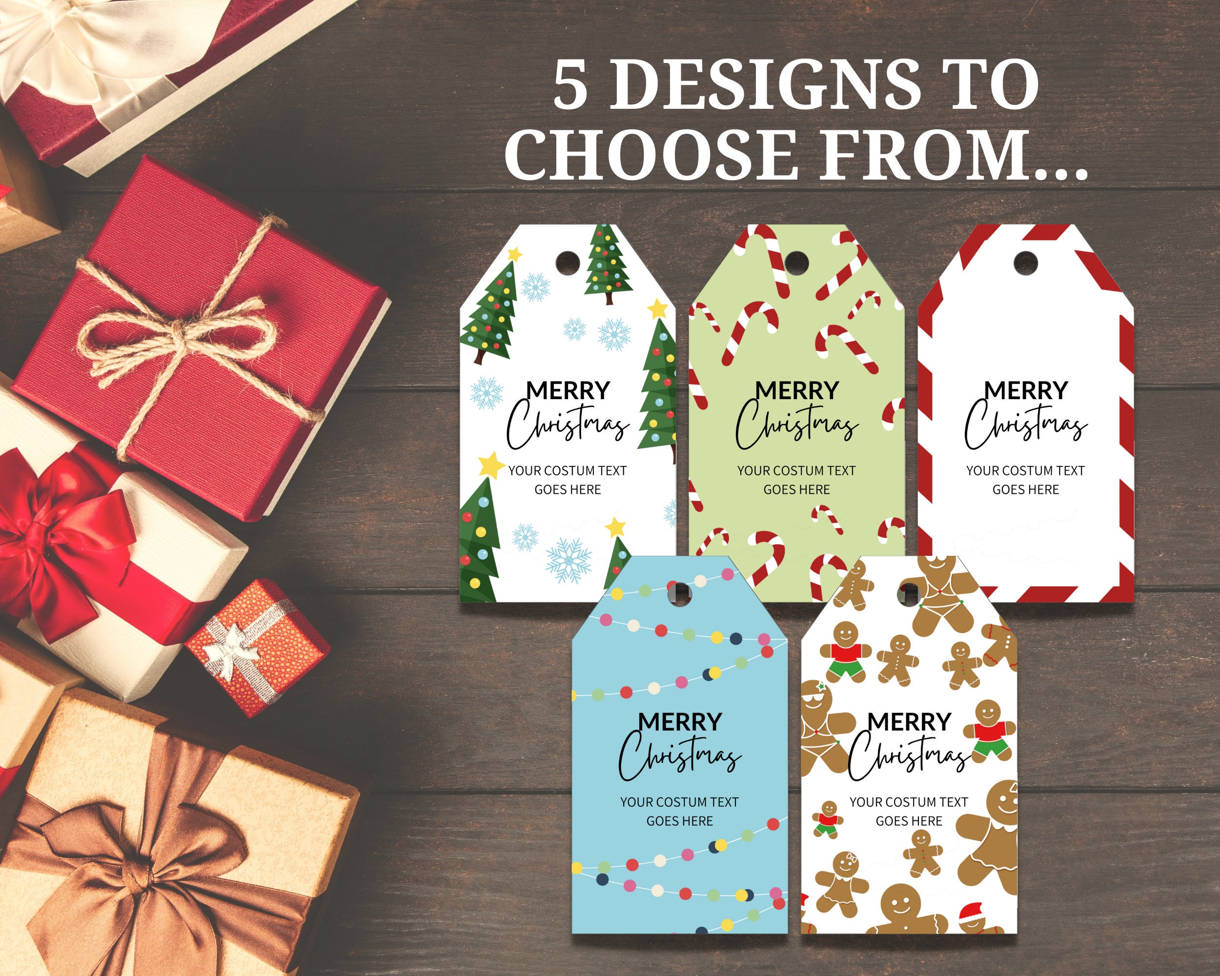 Printable Christmas Gift Tags, Editable Christmas Tags, Holiday Party ...