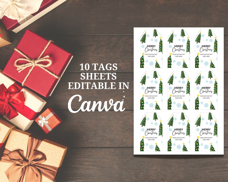 Printable Christmas Gift Tags, Editable Christmas Tags, Holiday Party ...