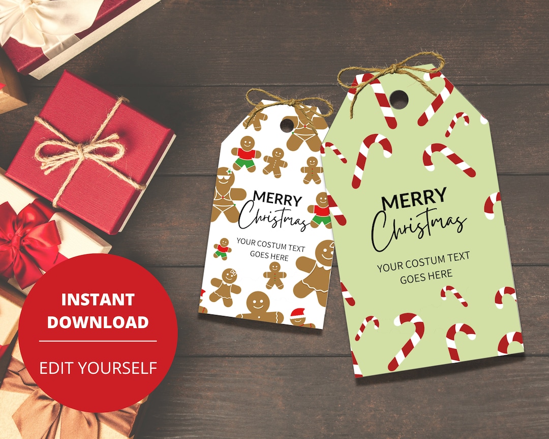 Printable Christmas Gift Tags, Editable Christmas Tags, Holiday Party ...