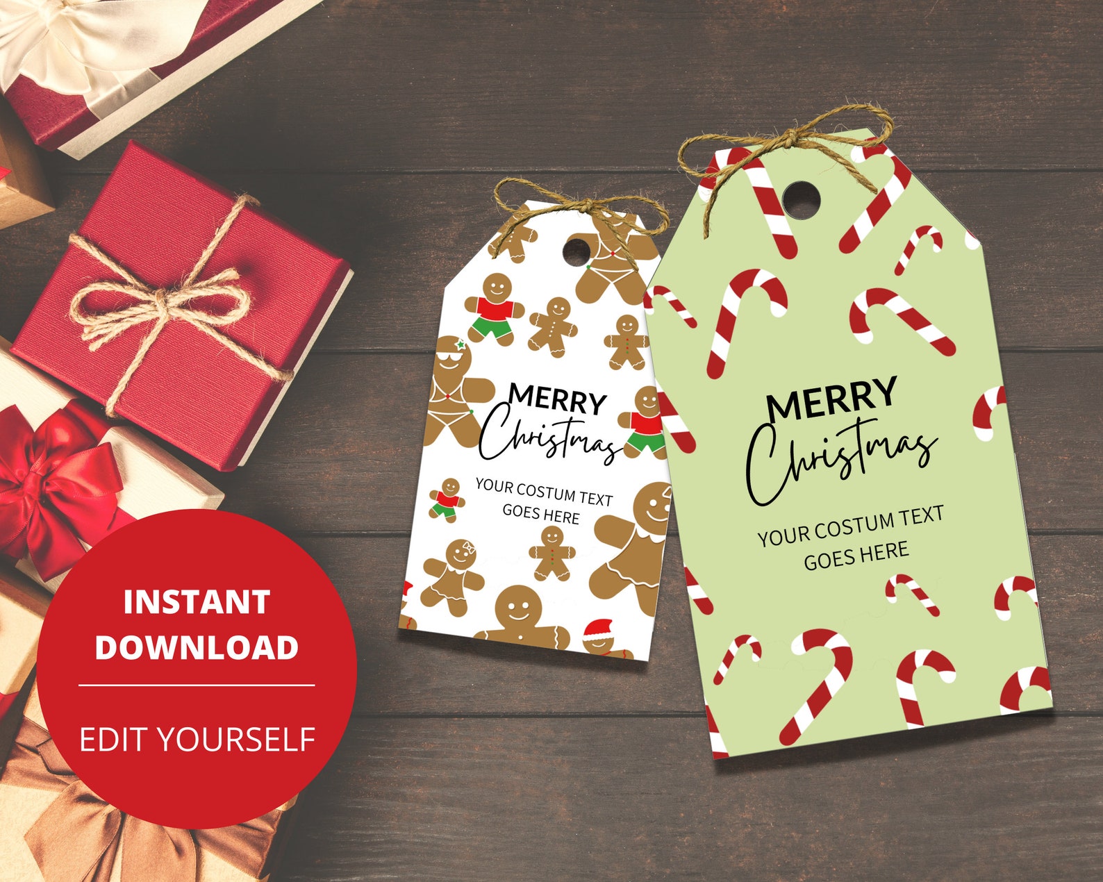 Printable Christmas Gift Tags, Editable Christmas Tags, Holiday Party ...