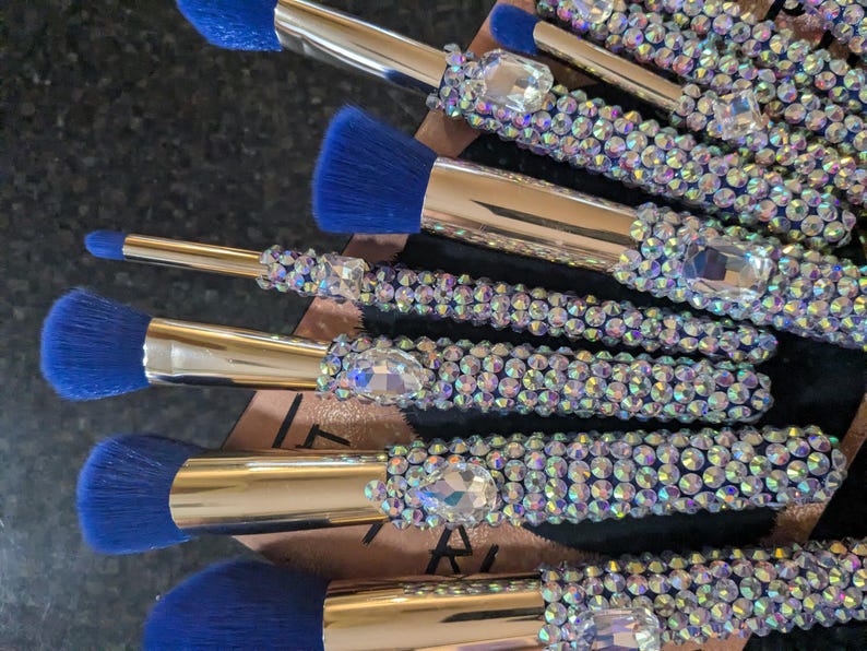 Rhinestone Makeup Brush Set - Etsy