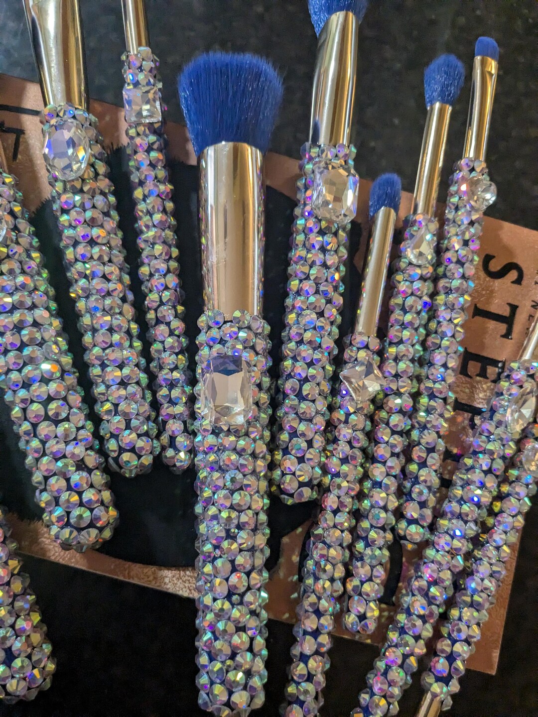 Rhinestone Makeup Brush Set - Etsy