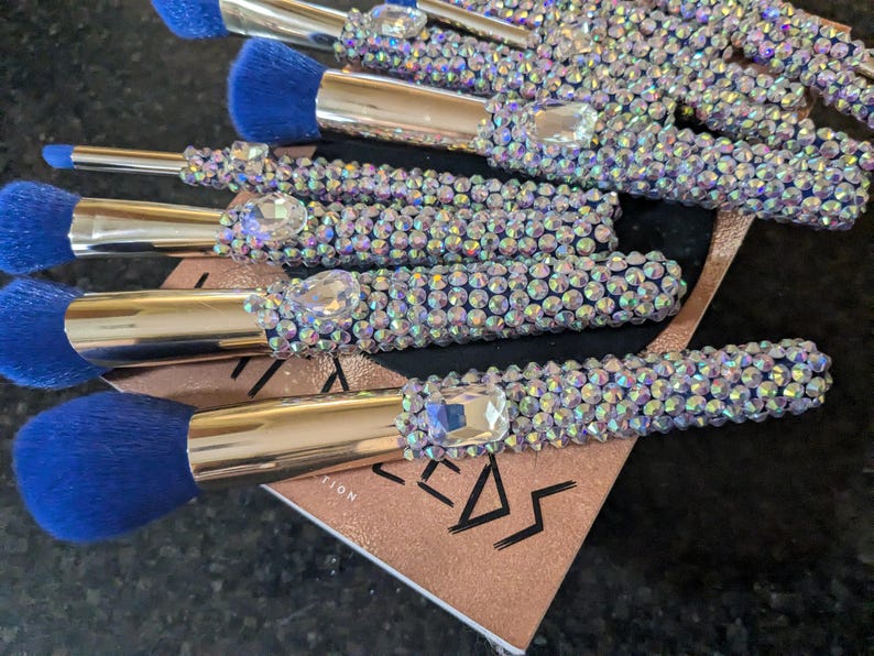 Rhinestone Makeup Brush Set - Etsy
