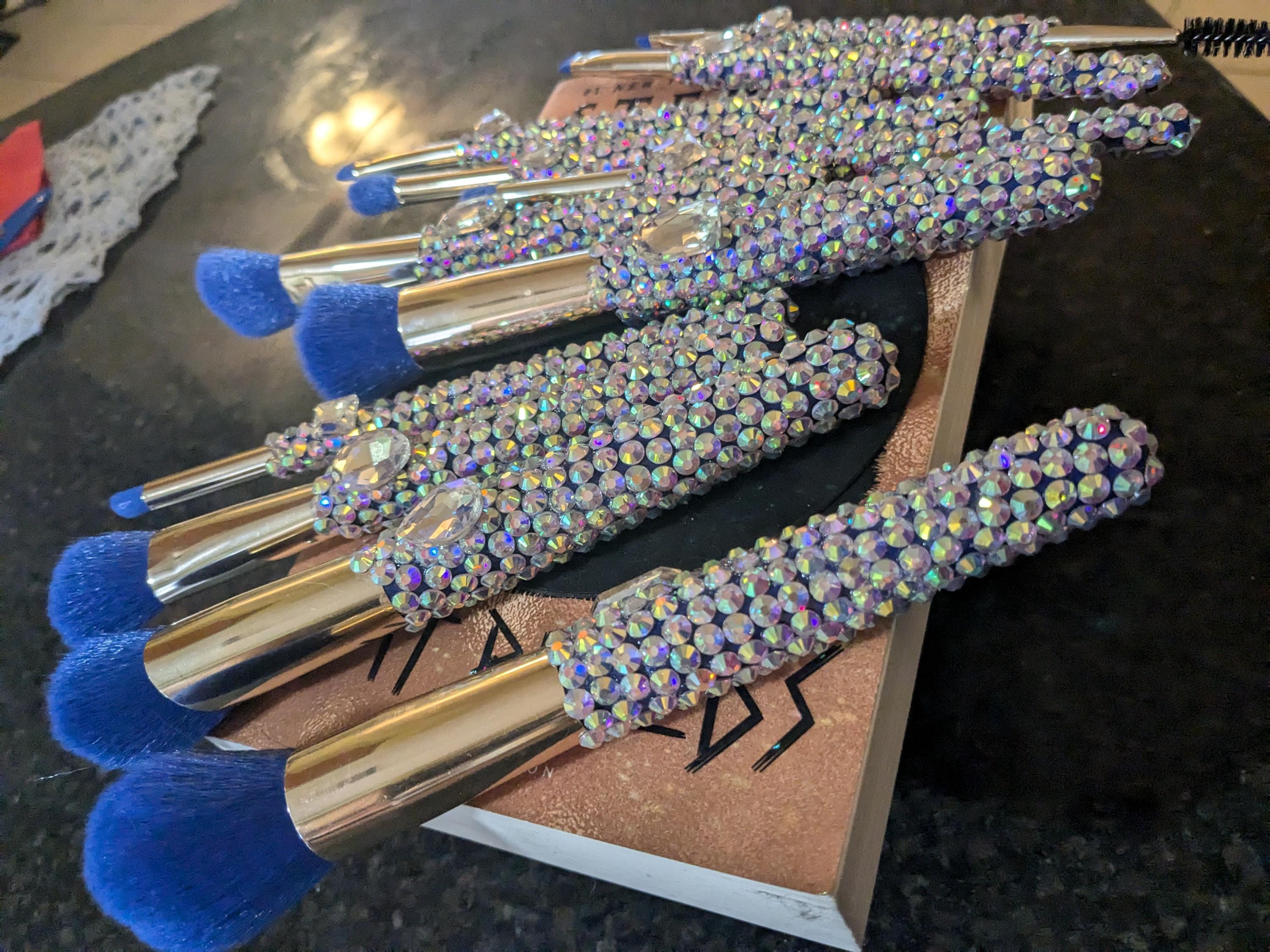 Rhinestone Makeup Brush Set - Etsy