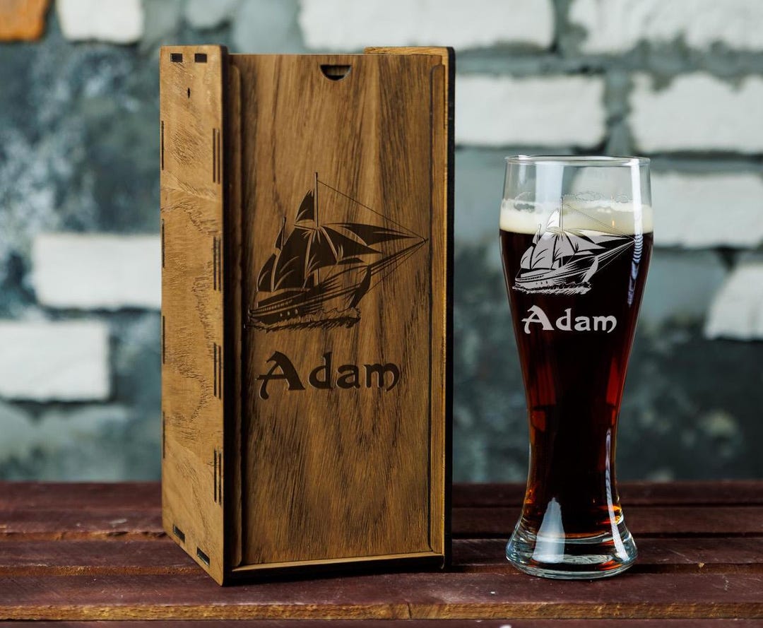 Personalized Nautical Ship Glass, Engraved Beer Glass - Custom Pirate ...