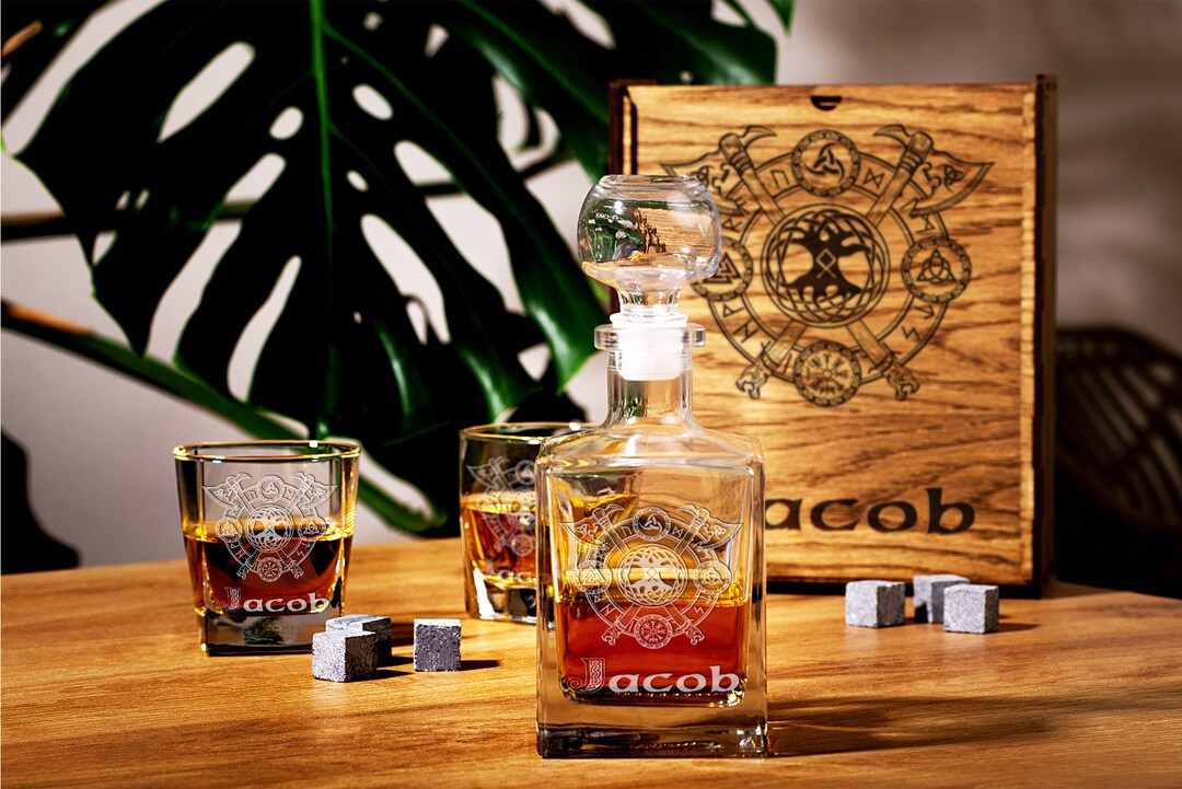 Tree of Life Norse Mythology Viking Axe Personalized Whiskey Decanter ...