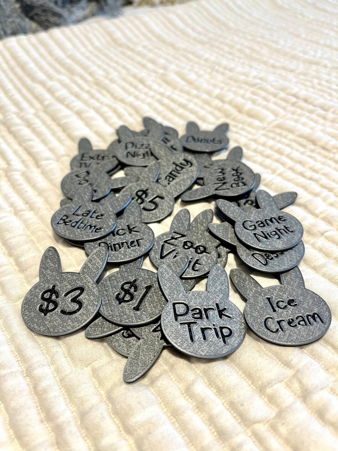 Bunny Shape Tokens for Easter Egg Hunt Filler Reusable Rewards Coupons ...