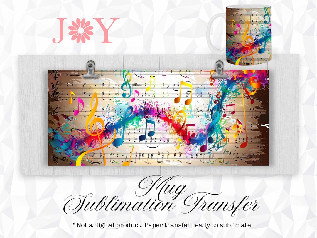 Music Notes Sublimation Print Ready to Press for Mugs, Mug Wrap ...
