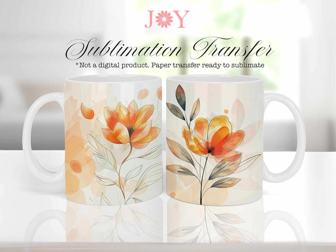 Sublimation Transfer Mug Wrap Design Ready to Press, Minimalist Boho ...