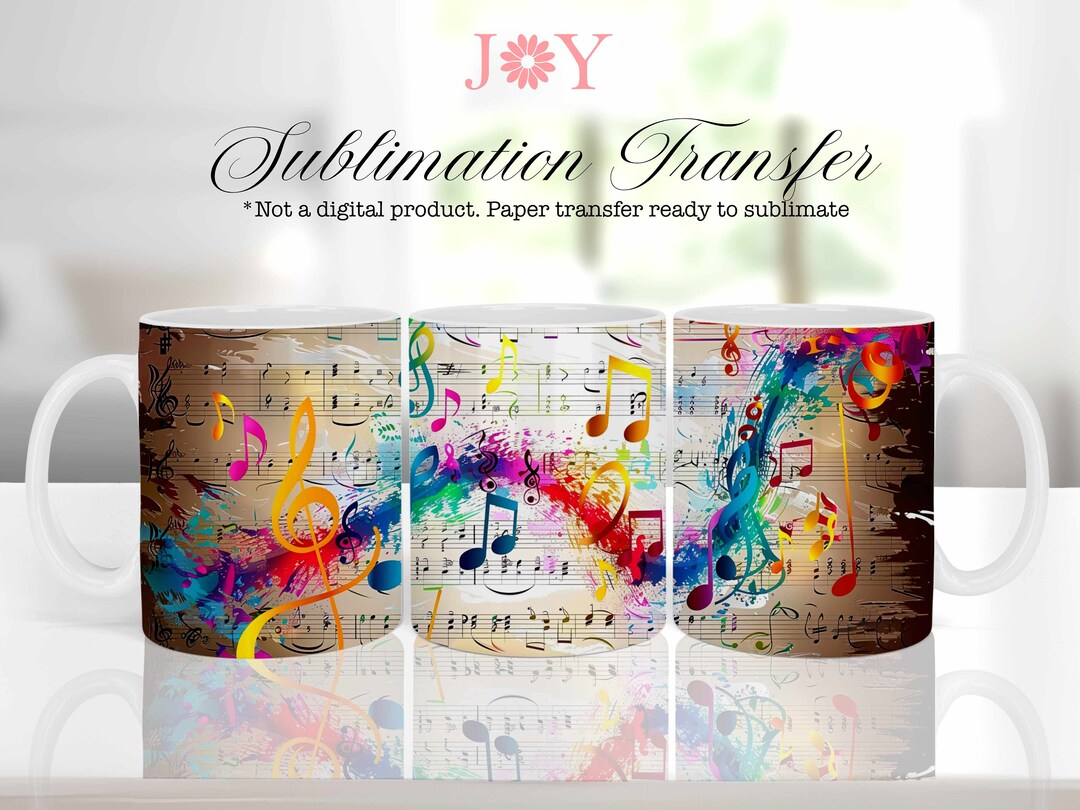 Music Notes Sublimation Print Ready to Press for Mugs, Mug Wrap ...