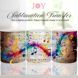 Music Notes Sublimation Print Ready to Press for Mugs, Mug Wrap ...