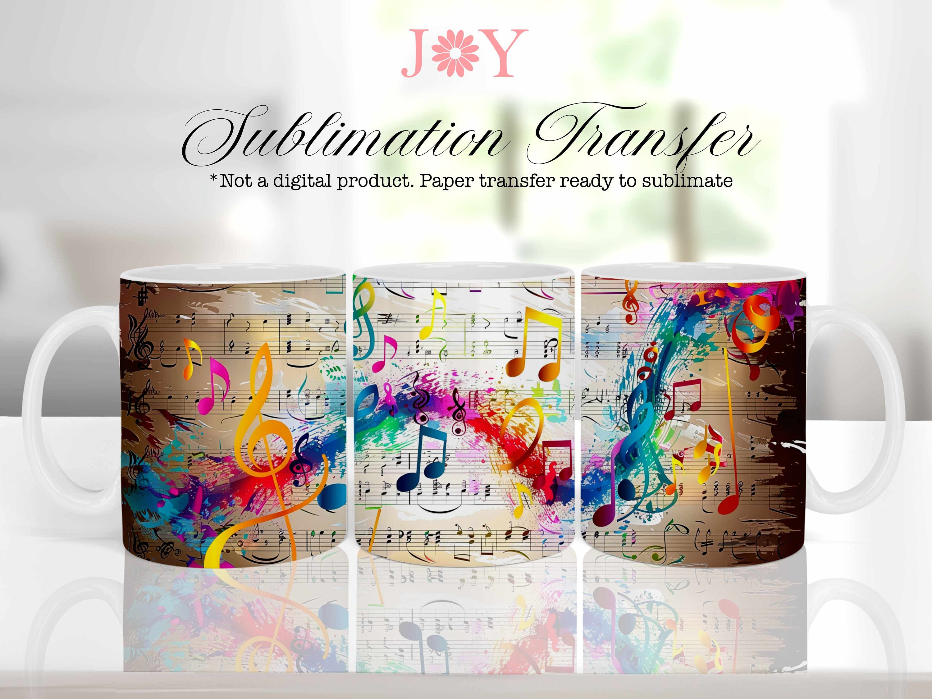 Music Notes Sublimation Print Ready to Press for Mugs, Mug Wrap ...
