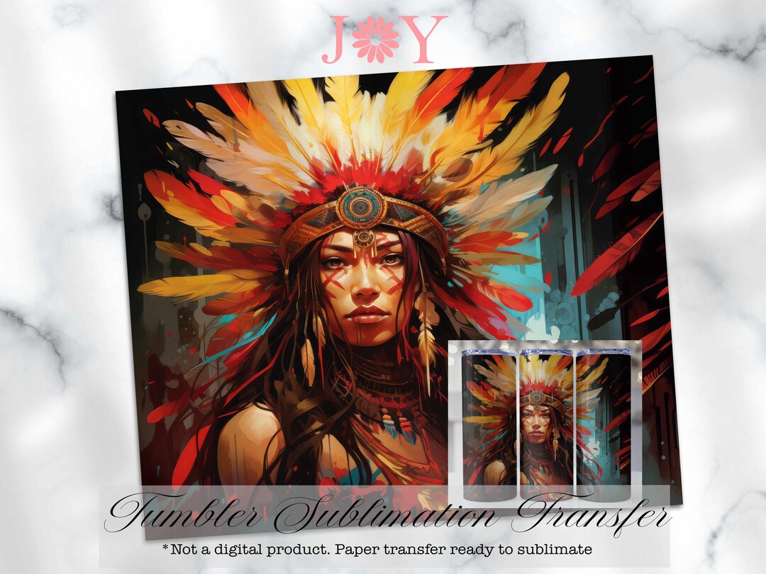 Native American 20 Oz Skinny Tumbler Sublimation Transfer Printed Sheet ...