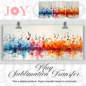 Watercolor Music Notes Sublimation Print Ready to Press for Mugs, Mug ...