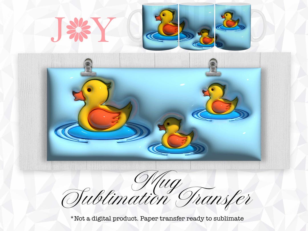 Rubber Duck Puff Mug Sublimation Transfer, Printed Wrap for Mugs, 11oz ...