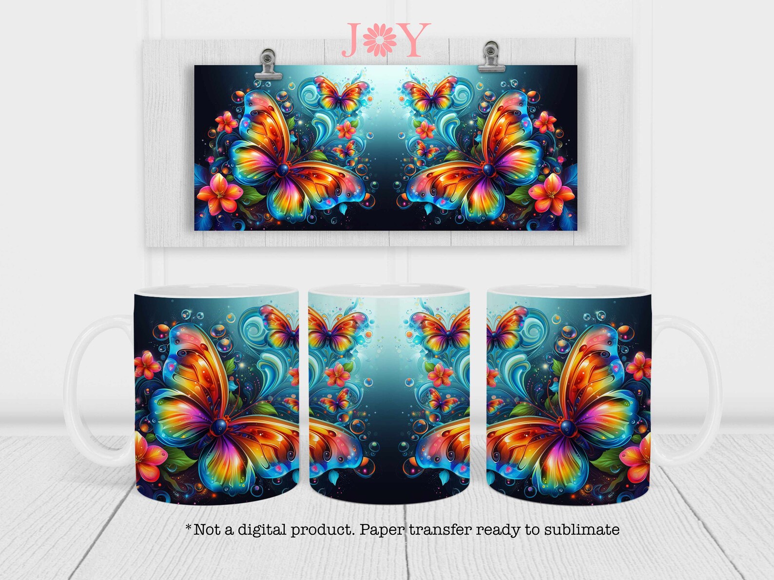 Sublimation Transfer, Butterflies Mug Wrap, Sublimation Paper Ready to ...