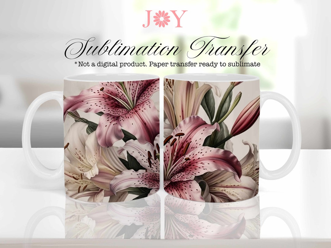 Mug Sublimation Transfer, Flowers Printed Wrap for Mugs, 11oz 12 Oz and ...