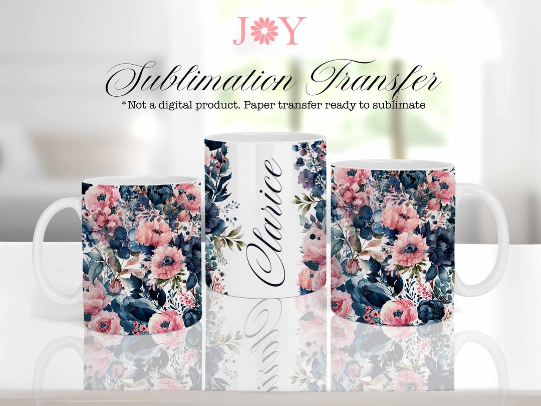 Custom Flowers Printed Mug Wrap Sublimation Design, Sublimation Paper ...