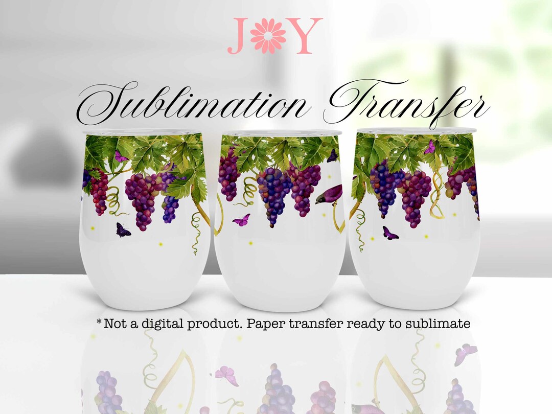 Grapes Sublimation Transfer, 12 Oz Straight Wine Cup Tumbler ...