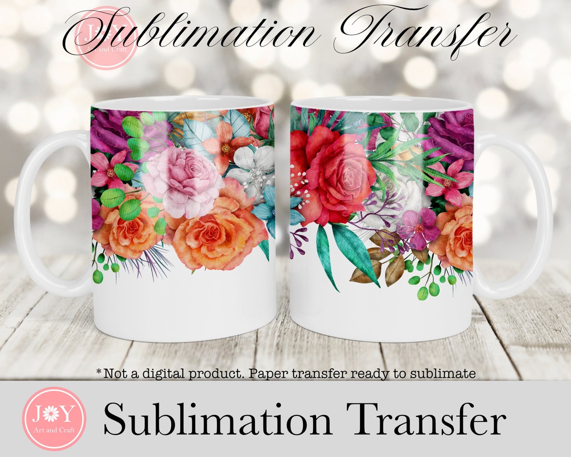 Sublimation Transfer for Mugs, Flowers Printed Sheet Ready to Press, 11 ...