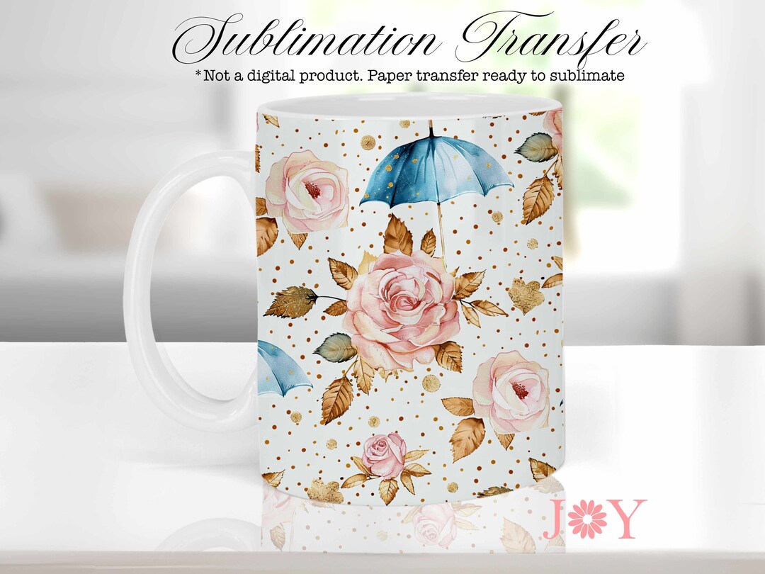 Umbrellas Mug Sublimation Transfer, Printed Wrap for Mugs, 11oz 12 Oz ...