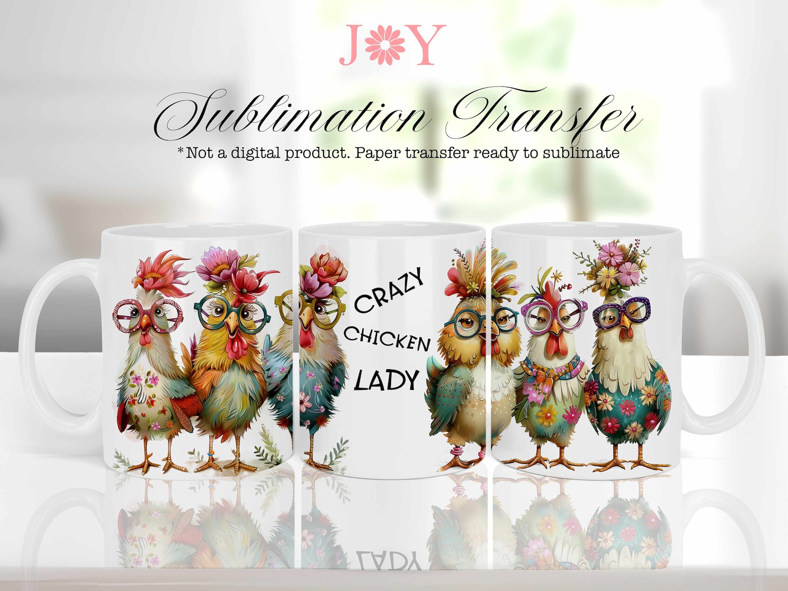 Crazy Chicken Lady Mug Sublimation Transfer, Printed Wrap for Mugs ...