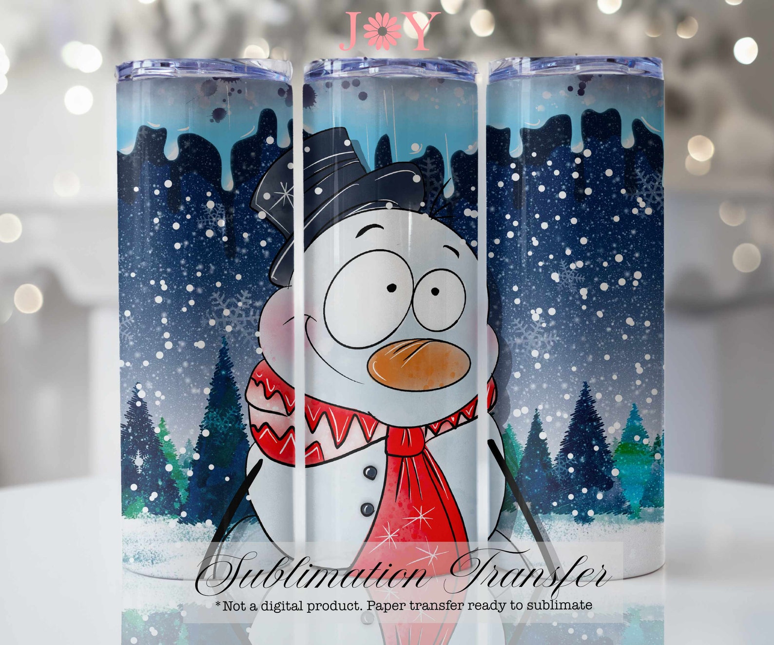 Snowman Ready to Press 20oz Straight Skinny Tumbler Sublimation ...