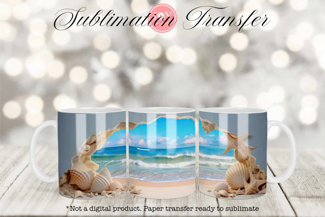 Sea and Shells Sublimation Transfer for Mugs, Printed Sheet Ready to ...