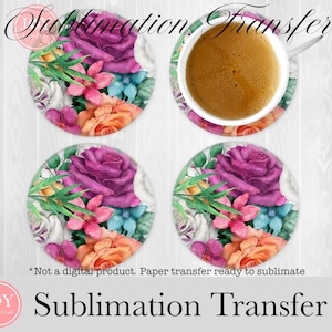 Sublimation Transfer for Mugs, Flowers Printed Sheet Ready to Press, 11 ...