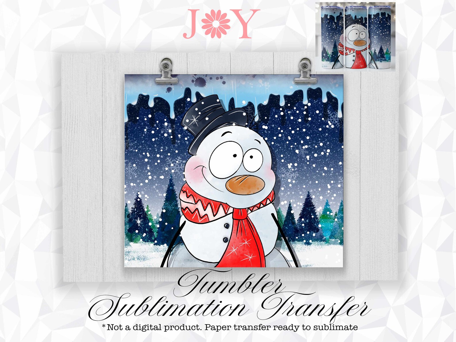 Snowman Ready to Press 20oz Straight Skinny Tumbler Sublimation ...