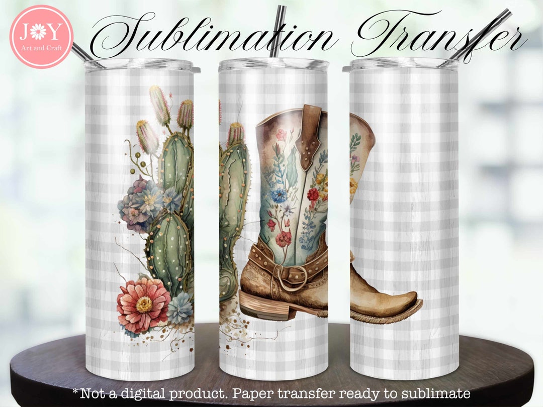 Sublimation Transfer, Western Boots 20 Oz Skinny Tumbler, Sublimation ...